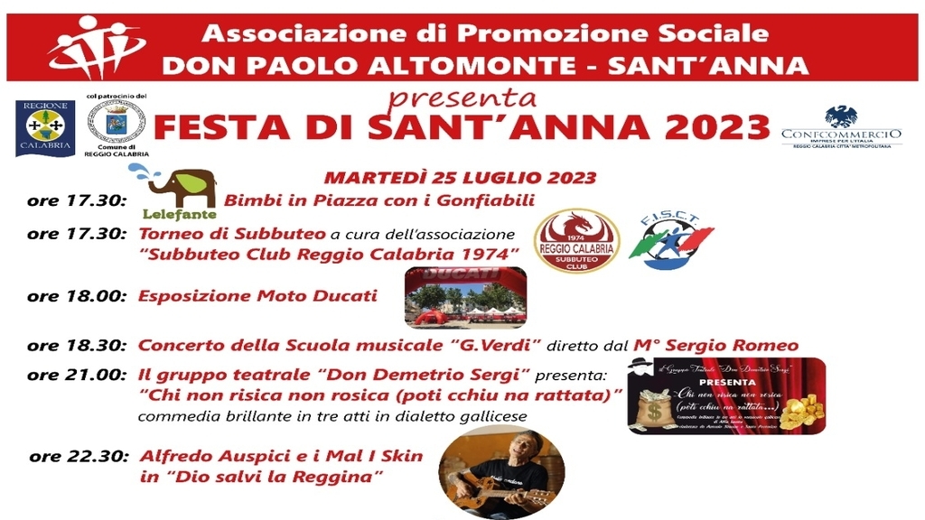 ReggioTV - Ritorna la Festa di Sant'Anna: pubblicato il calendario con ...